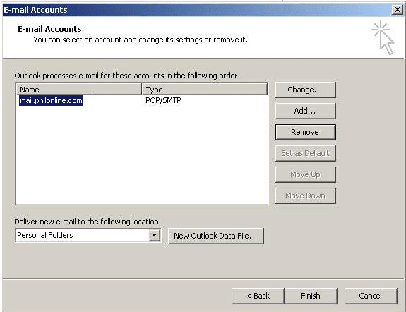 PhilOnline - Support : Email Setup in Microsoft Office Outlook 2003